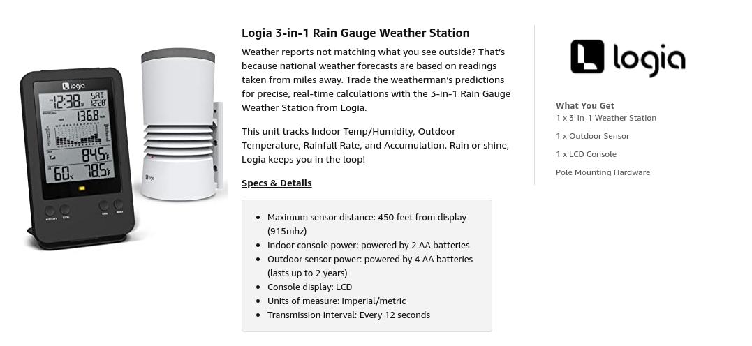 Buy our Professional 3-in-1 Wireless Digital Rain Gauge